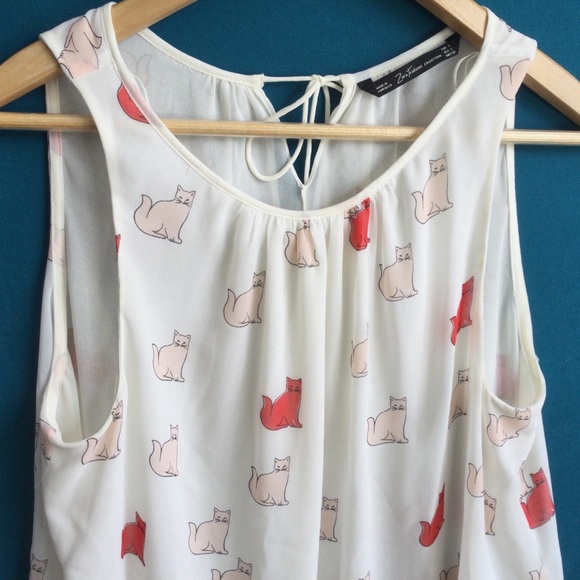 Zara | Tops | Zara Sleeveless Blouse Cats Size L | Poshmark